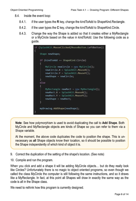 Please code in C# and using SplashKit. If need more | Chegg.com