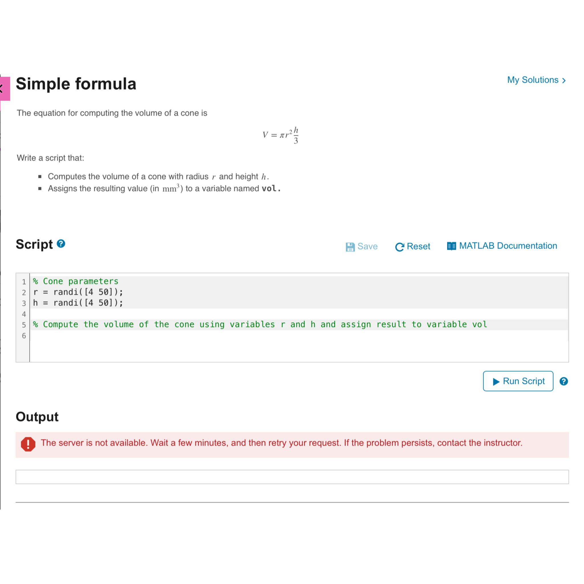 Solved Simple formulaMy Solutions >The equation for | Chegg.com