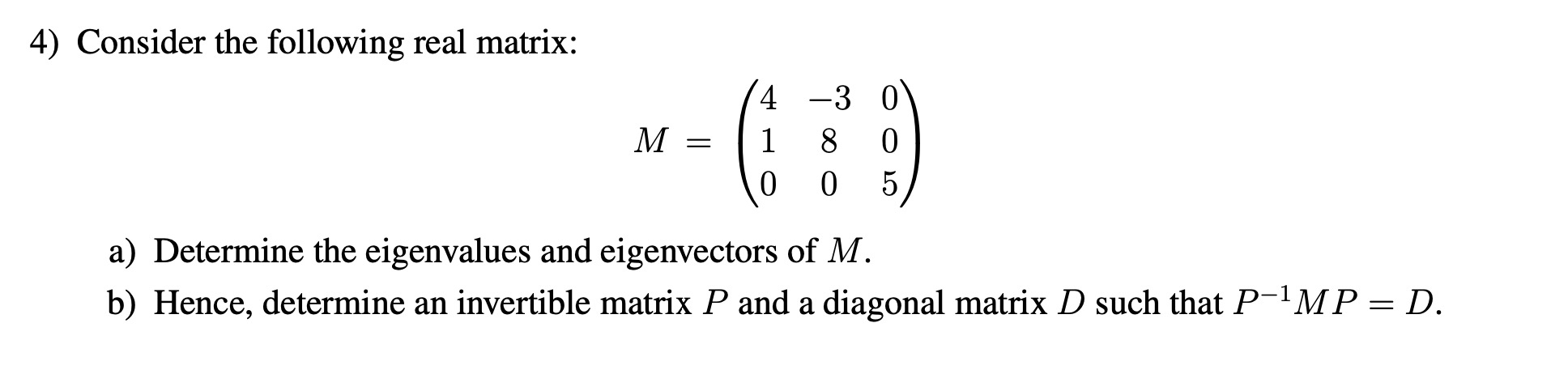 Solved Consider the following real | Chegg.com