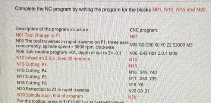 Solved Complete the NC program by writing the program for | Chegg.com