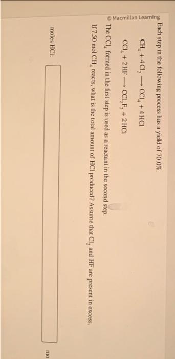 Solved Each step in the following process has a yield of | Chegg.com