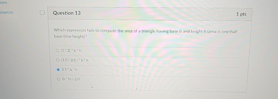 Solved ionsQuestion 131ptsWhich expression fails to compute | Chegg.com