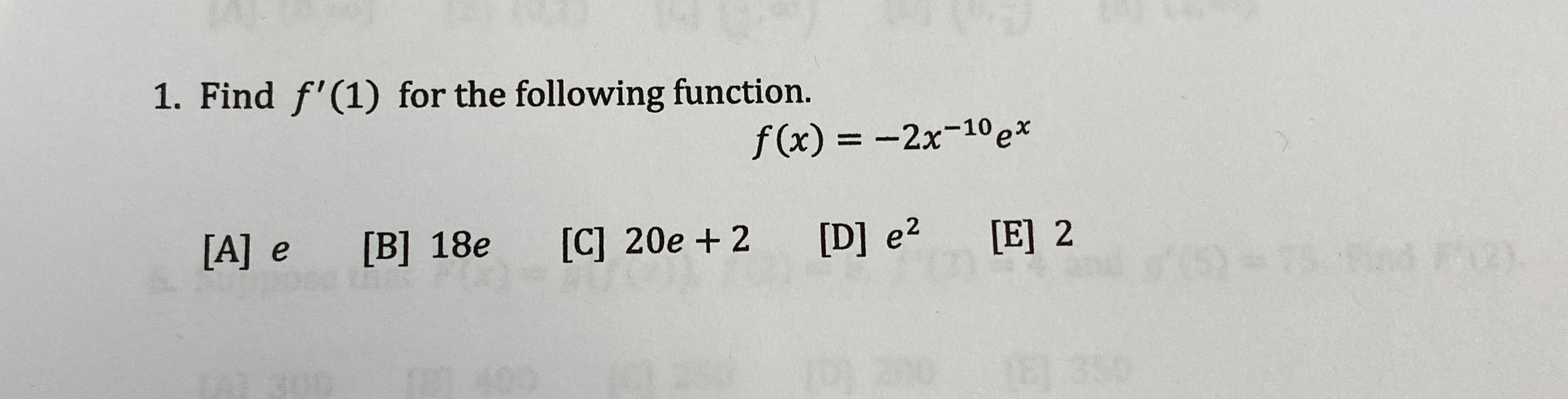 Solved Find f'(1) ﻿for the following | Chegg.com