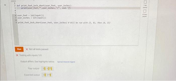 Solved Define A Function Print feet inch short With Chegg