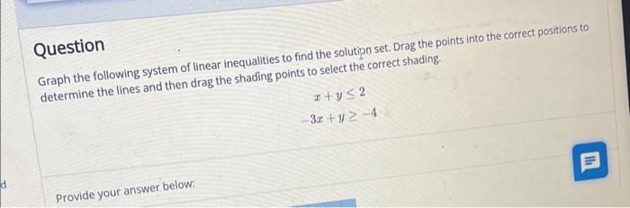 Solved Graph the following system of linear inequalities to | Chegg.com
