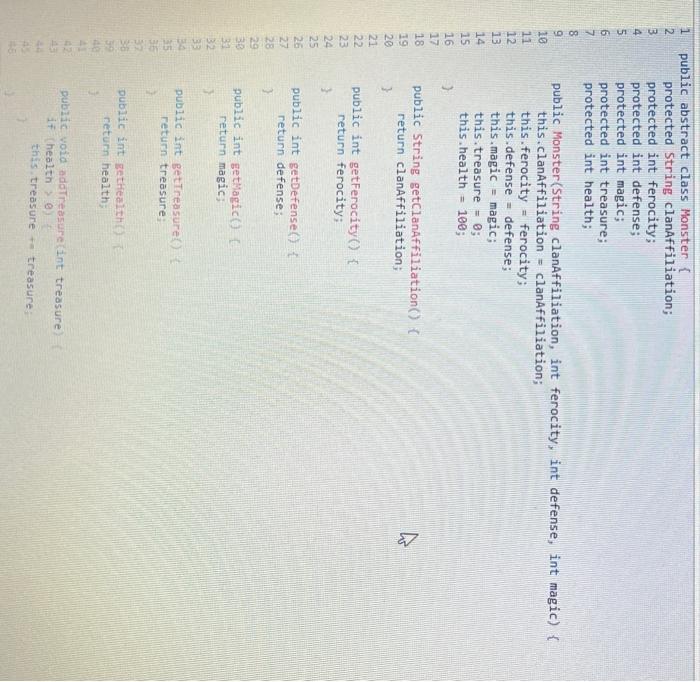 Solved public abstract void attack (Monster opponent): | Chegg.com
