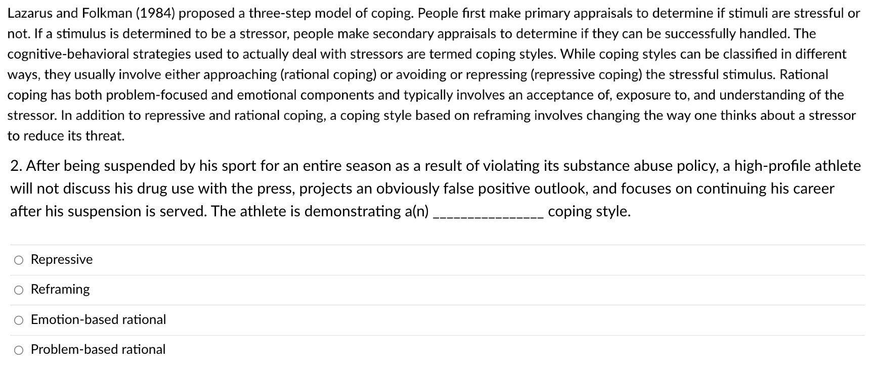 Solved Lazarus and Folkman (1984) ﻿proposed a three-step | Chegg.com