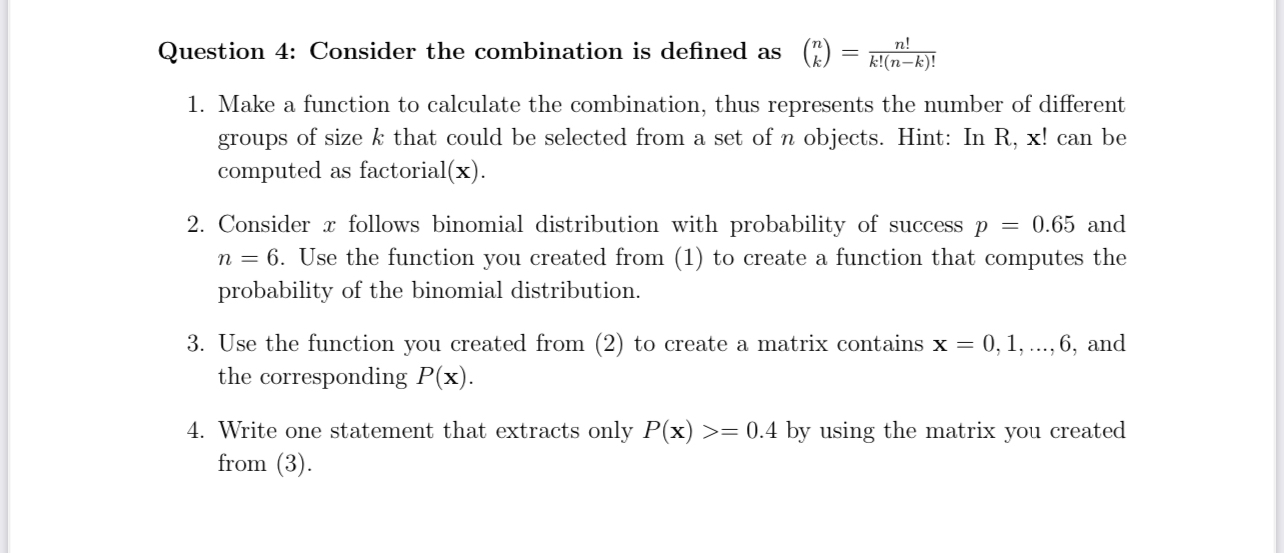 Solved Statistical laboratoryQuestion 4: Consider the | Chegg.com