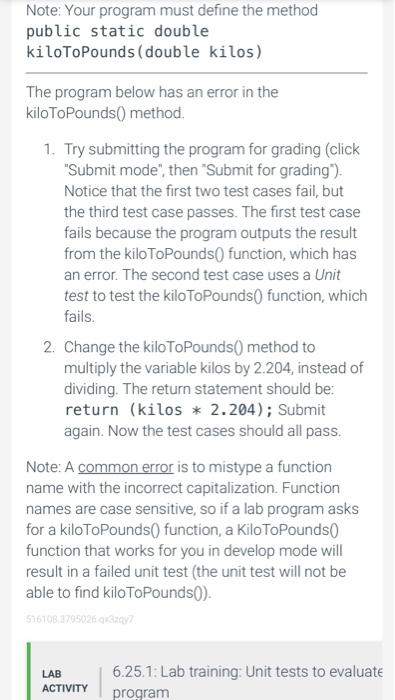 Solved 6.25 Lab training: Unit tests to evaluate your | Chegg.com