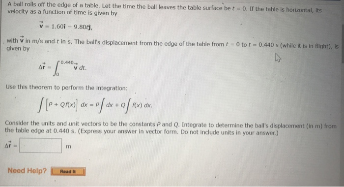 Solved A ball rolls off the edge of a table. Let the time | Chegg.com