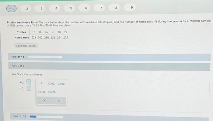 Triples and Home Runs The data below show the number | Chegg.com