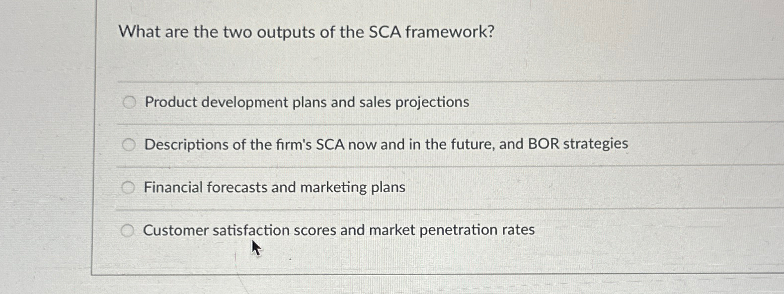 Solved What are the two outputs of the SCA framework?Product | Chegg.com