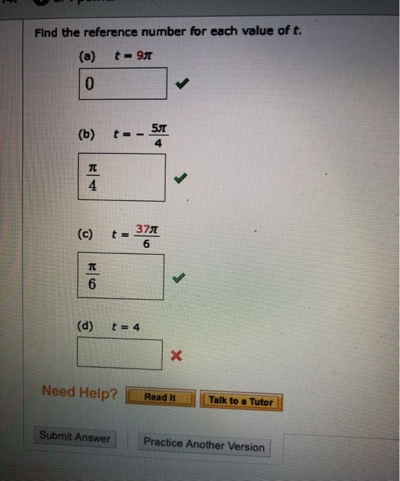 Solved Find the reference number for each value of t. t-9T | Chegg.com
