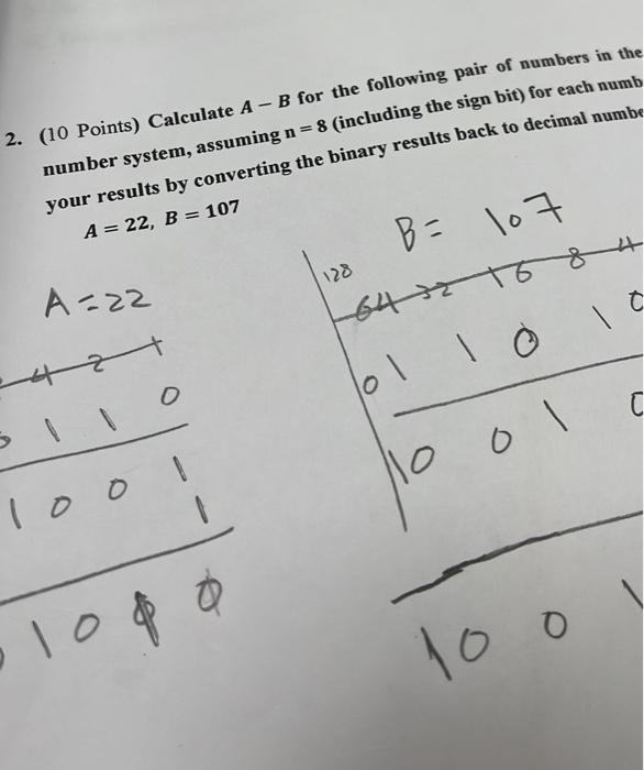 Solved 2. (10 Points) Calculate A−B for the following pair | Chegg.com