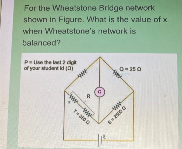 Solved For the Wheatstone Bridge network shown in Figure. | Chegg.com
