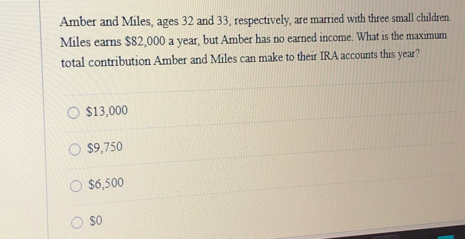 Solved Amber and Miles, ages 32 ﻿and 33 , ﻿respectively, are | Chegg.com