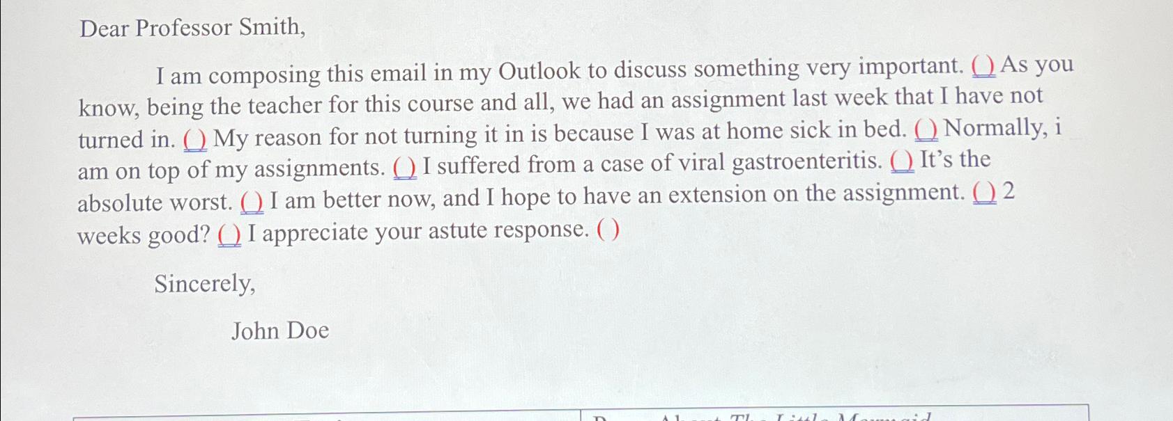 Solved Dear Professor Smith,I am composing this email in my | Chegg.com