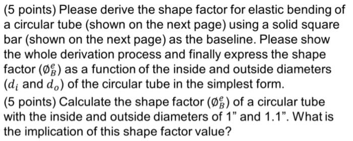 Solved (5 points) Please derive the shape factor for elastic | Chegg.com