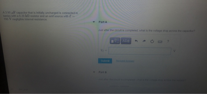 Solved A3.90 capacitor that is initially uncharged is | Chegg.com