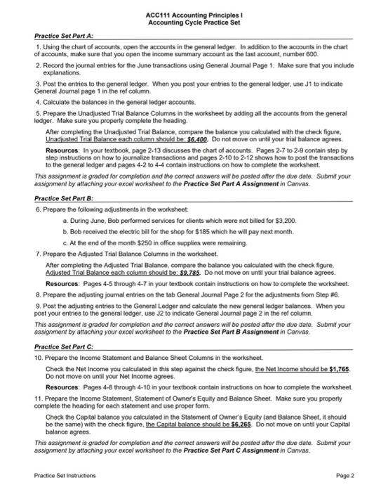 ACC111 Accounting Principles 1 Accounting Cycle | Chegg.com
