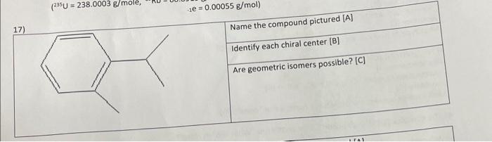 Solved 17) Name the compound pictured [A] Identify each | Chegg.com