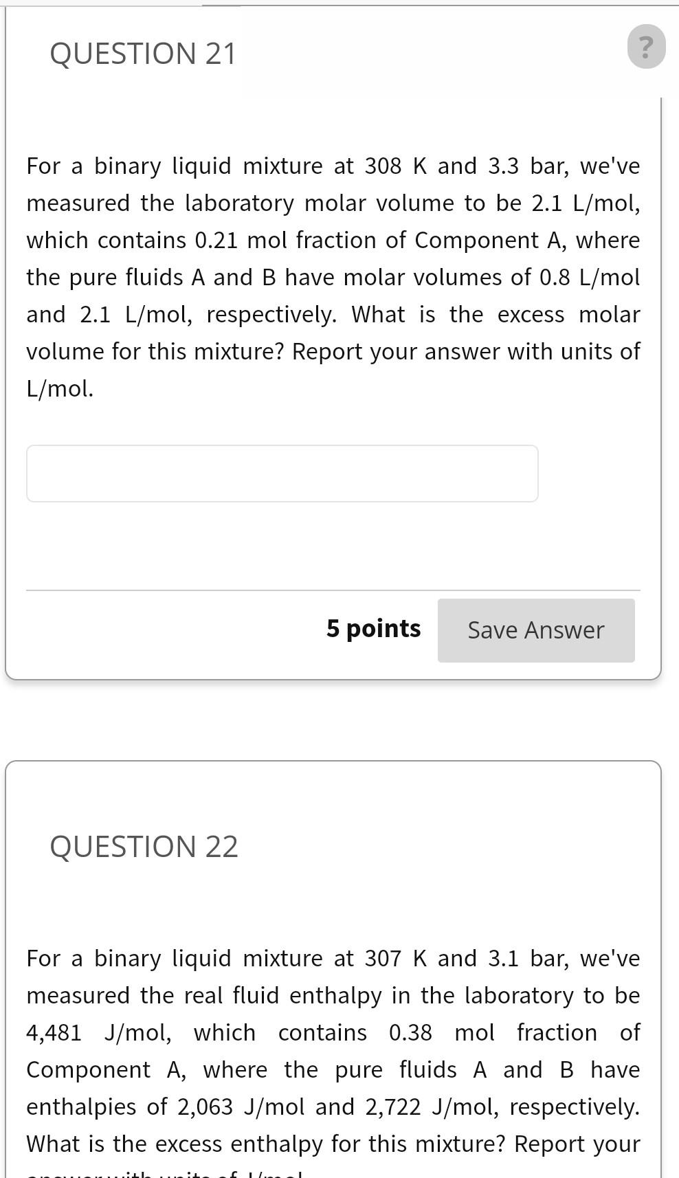 Solved For a binary liquid mixture at 290 K and 4.2 bar, | Chegg.com
