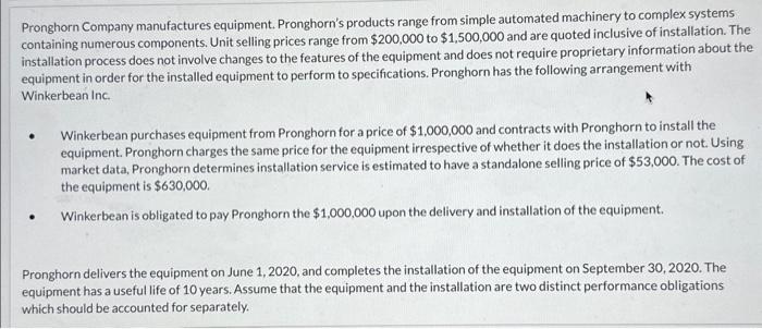 Solved Pronghorn Company manufactures equipment. Pronghorn's | Chegg.com