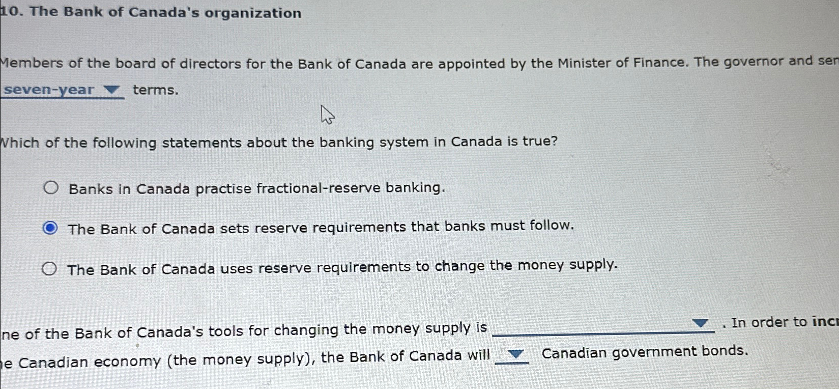 Solved The Bank of Canada's organizationMembers of the board | Chegg.com