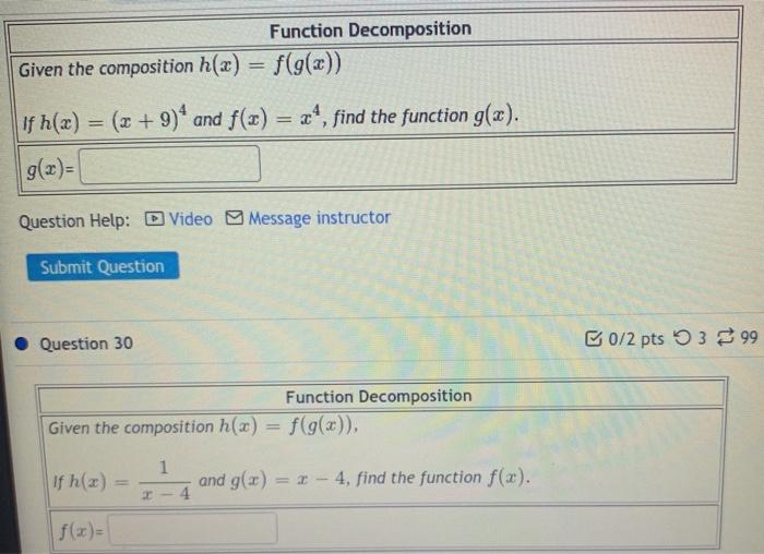 Solved Function Decomposition Given the composition h(x) = | Chegg.com