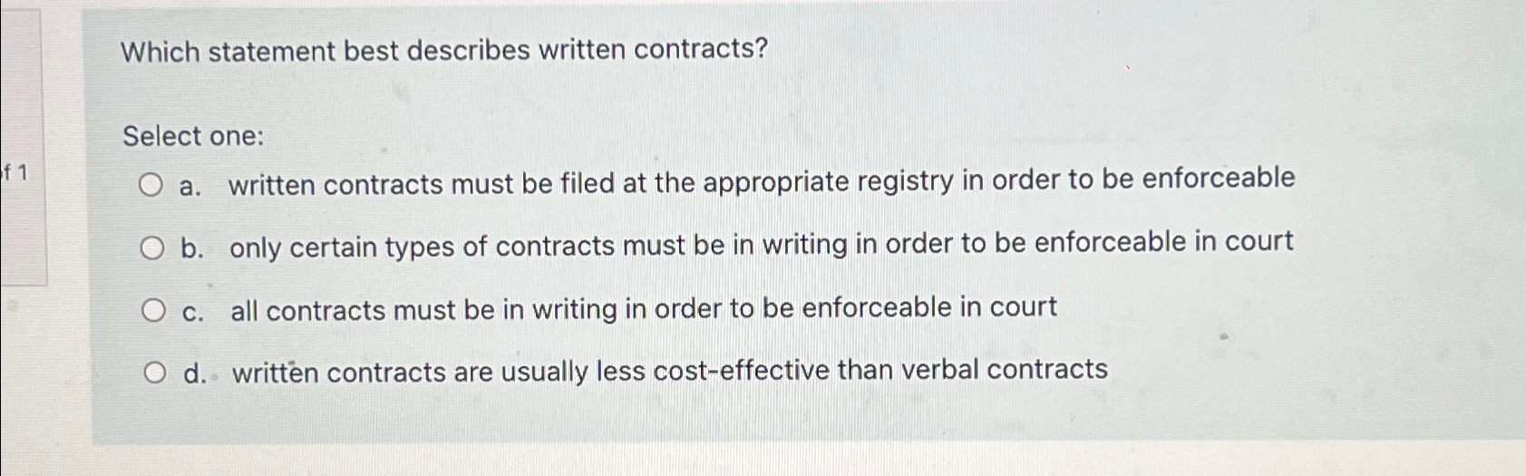 Solved Which statement best describes written | Chegg.com