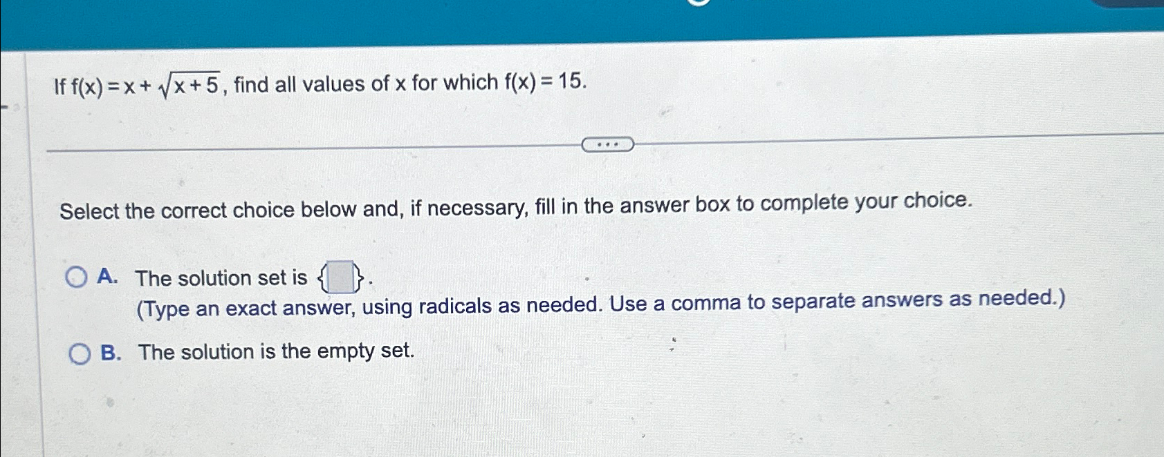 Solved If f(x)=x+x+52, ﻿find all values of x ﻿for which | Chegg.com
