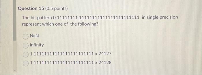 Solved The bit pattern 0111111111111111111111111111111 in | Chegg.com