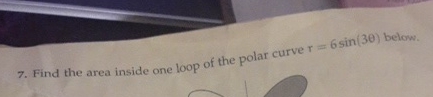 Solved Find the area inside one loop of the polar curve | Chegg.com