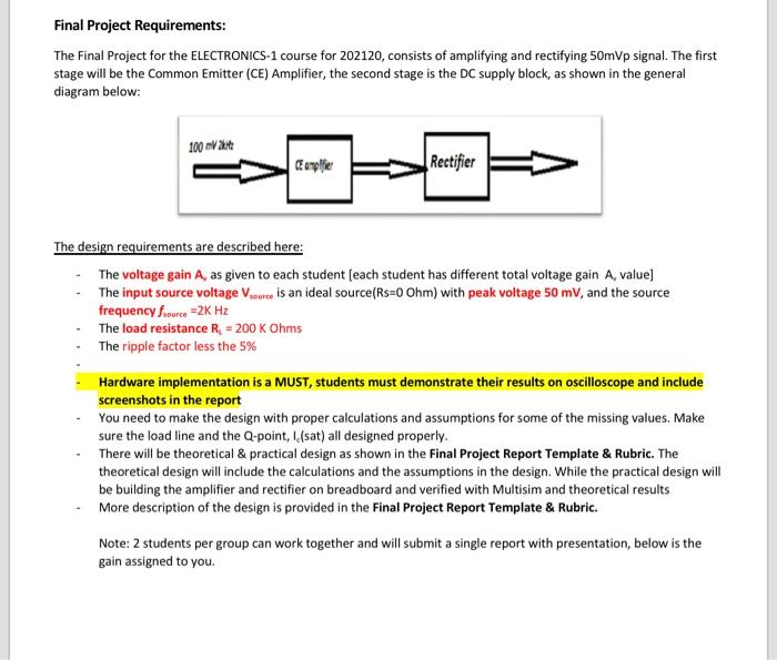 Solved Av= 275VVin= 50mV ppRL= 200k ohmf= 2k Hzfind all the | Chegg.com