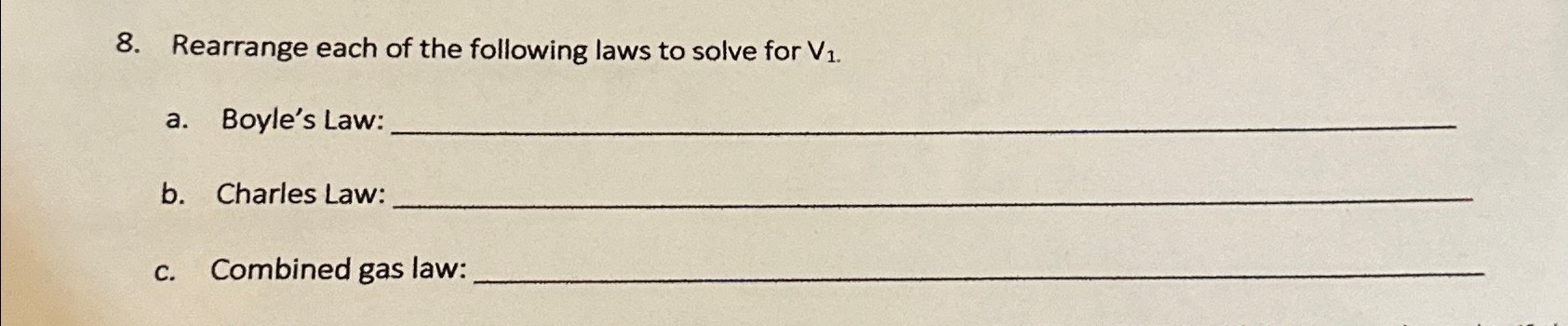 Solved Rearrange each of the following laws to solve for | Chegg.com