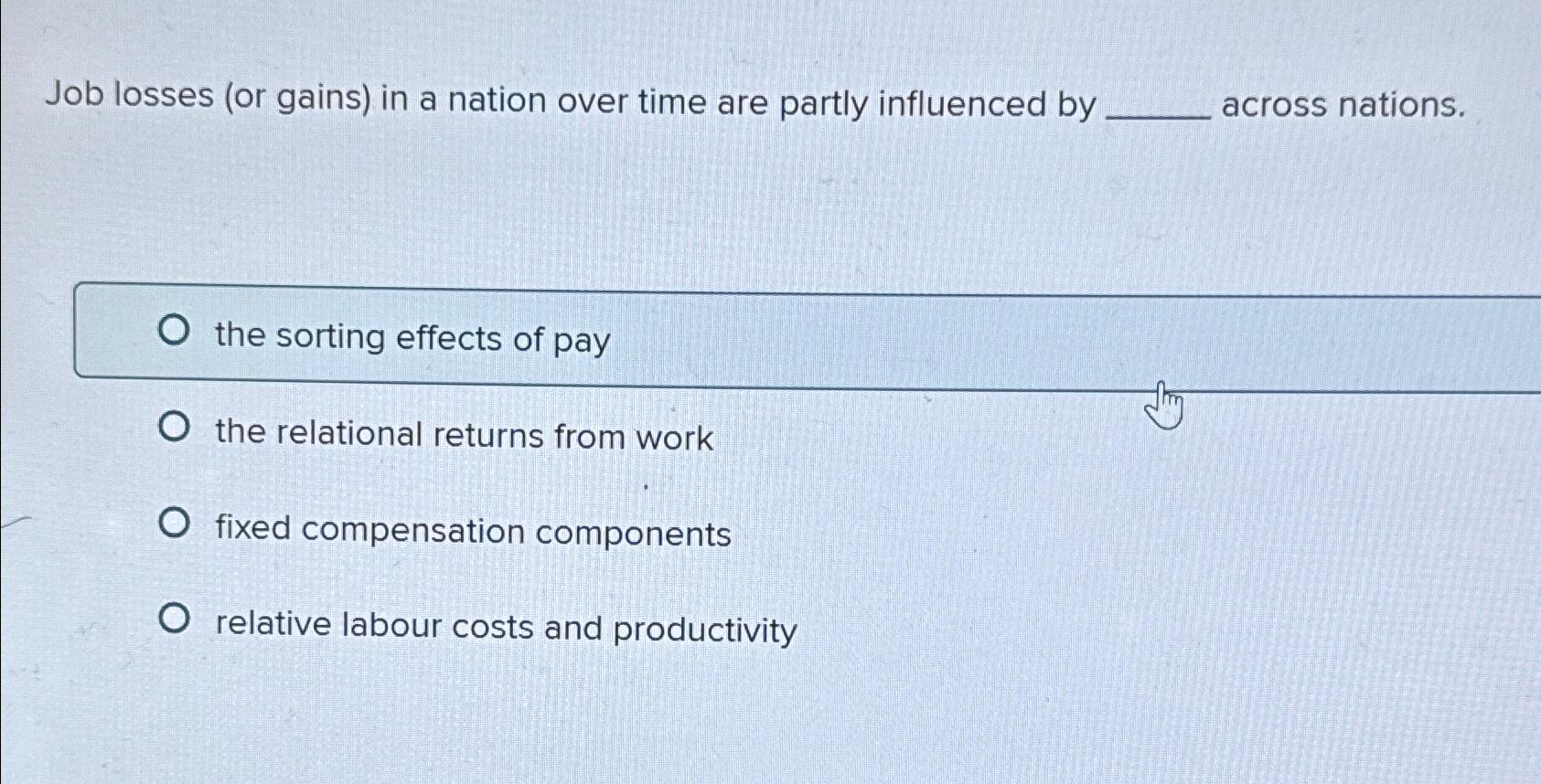 Solved Job losses (or gains) ﻿in a nation over time are | Chegg.com