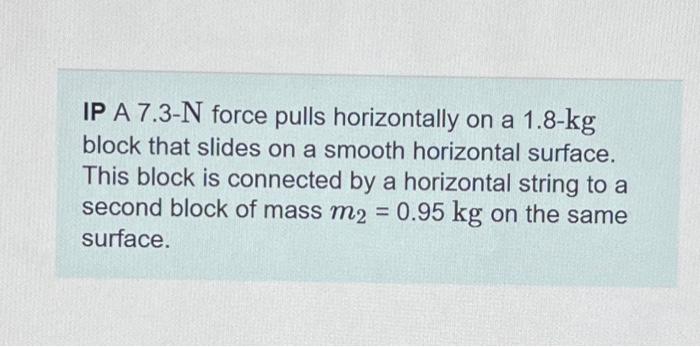 Solved IP A 7.3-N force pulls horizontally on a 1.8-kg block | Chegg.com
