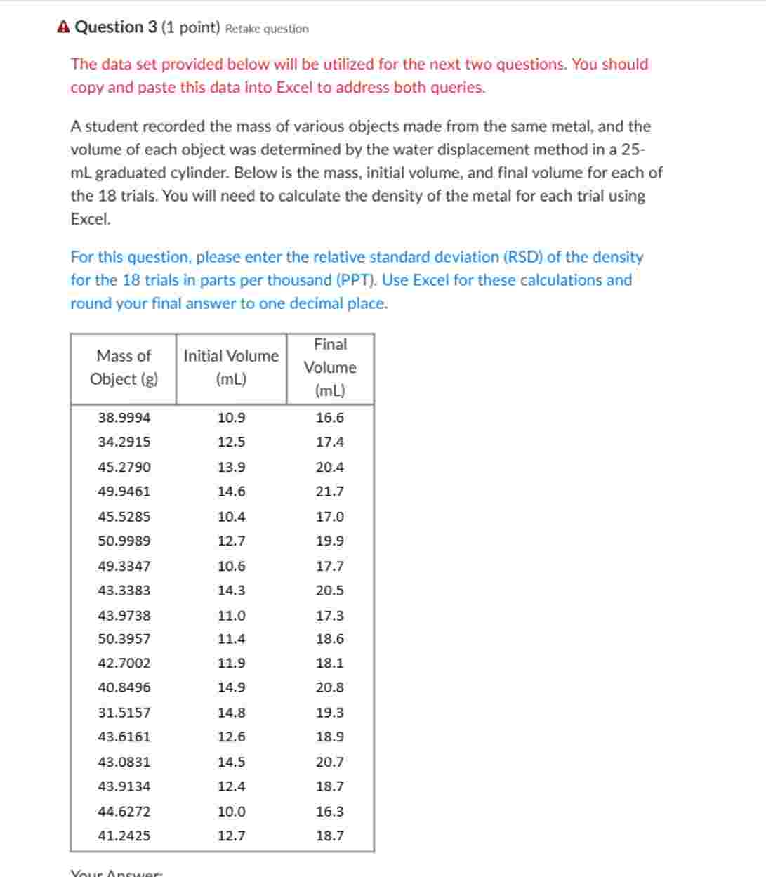 A Question 3 (1 ﻿point) ﻿Retake questionThe data set | Chegg.com