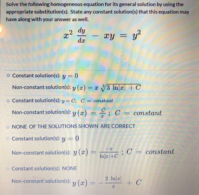 Solved Solve the following homogeneous equation for its | Chegg.com