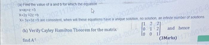 Solved (a) Find the value of a and b for which the equation | Chegg.com