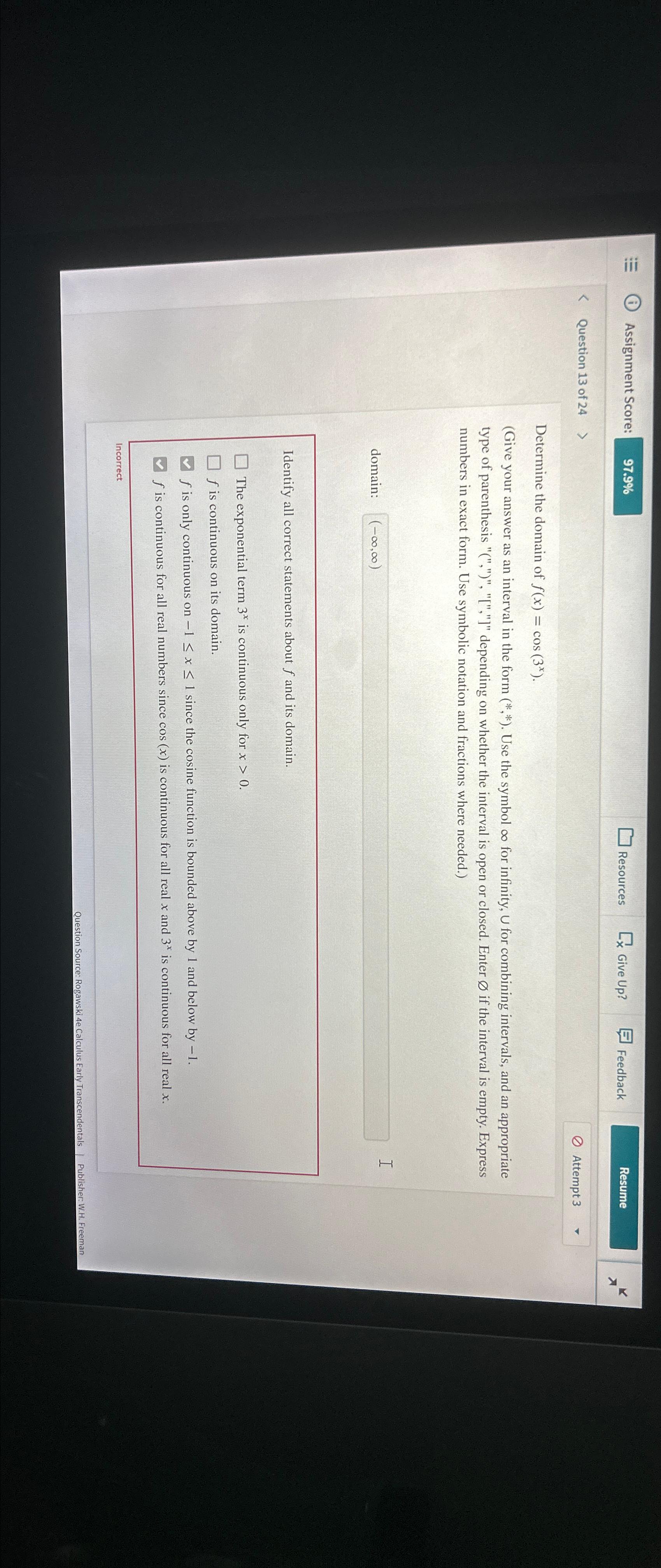 Solved Assignment Score:ResourcesGive | Chegg.com
