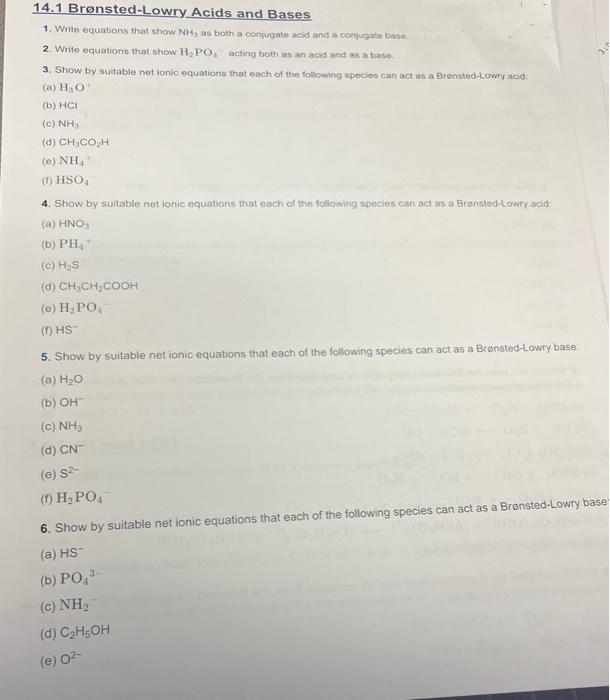 Solved 1. Write equations that show NH3 as both a conjugate | Chegg.com