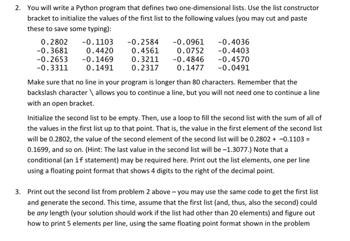Solved 2. You will write a Python program that defines two | Chegg.com