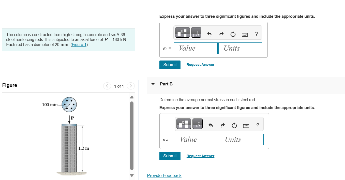 Solved The column is constructed from high-strength concrete | Chegg.com
