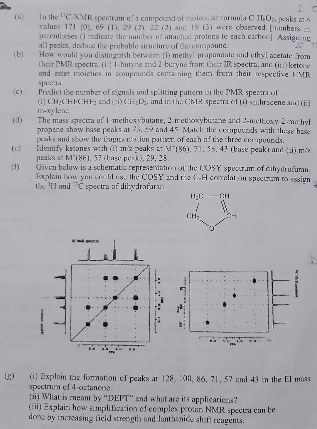 Solved (a) In the 13C-NMR spectrum of a compound of | Chegg.com
