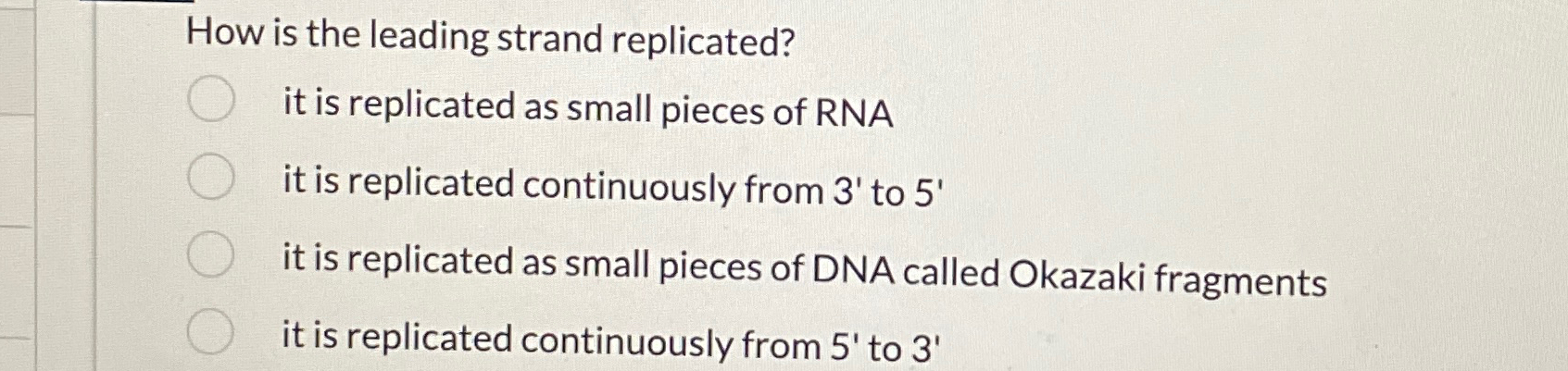 Solved How is the leading strand replicated?it is replicated | Chegg.com