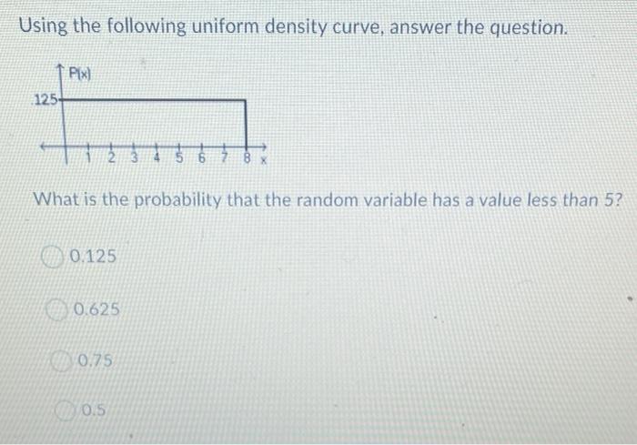 Solved Using the following uniform density curve, answer the | Chegg.com