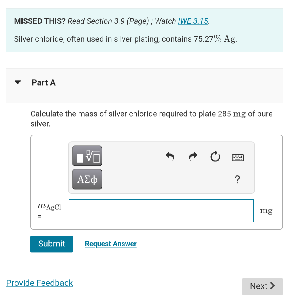 Solved MISSED THIS? Read Section 3.9 (Page); Watch IWE 3.15. | Chegg.com