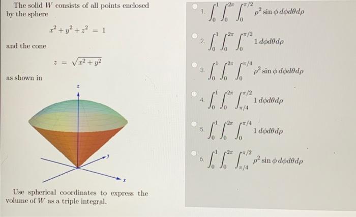 Solved The solid W consists of all points enclosed by the | Chegg.com