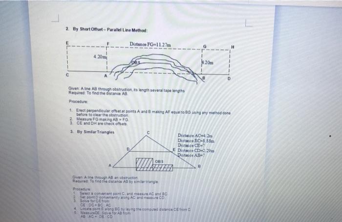 Solved 2. By Short Offset - Parallel Line Method Distance FG | Chegg.com